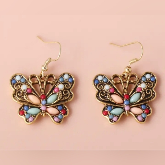 Source Unknown | Jewelry | Colorful Butterfly Charm Earrings Jewelry Gift Host Pick New | Poshmark